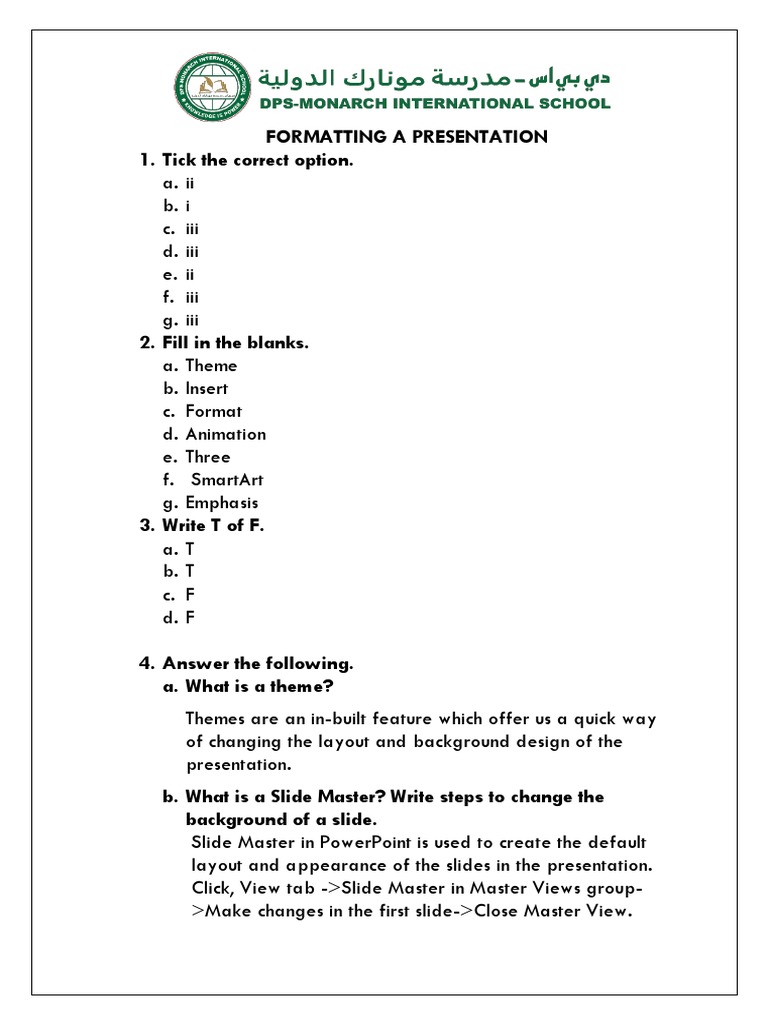 Formatting A Presentation | PDF