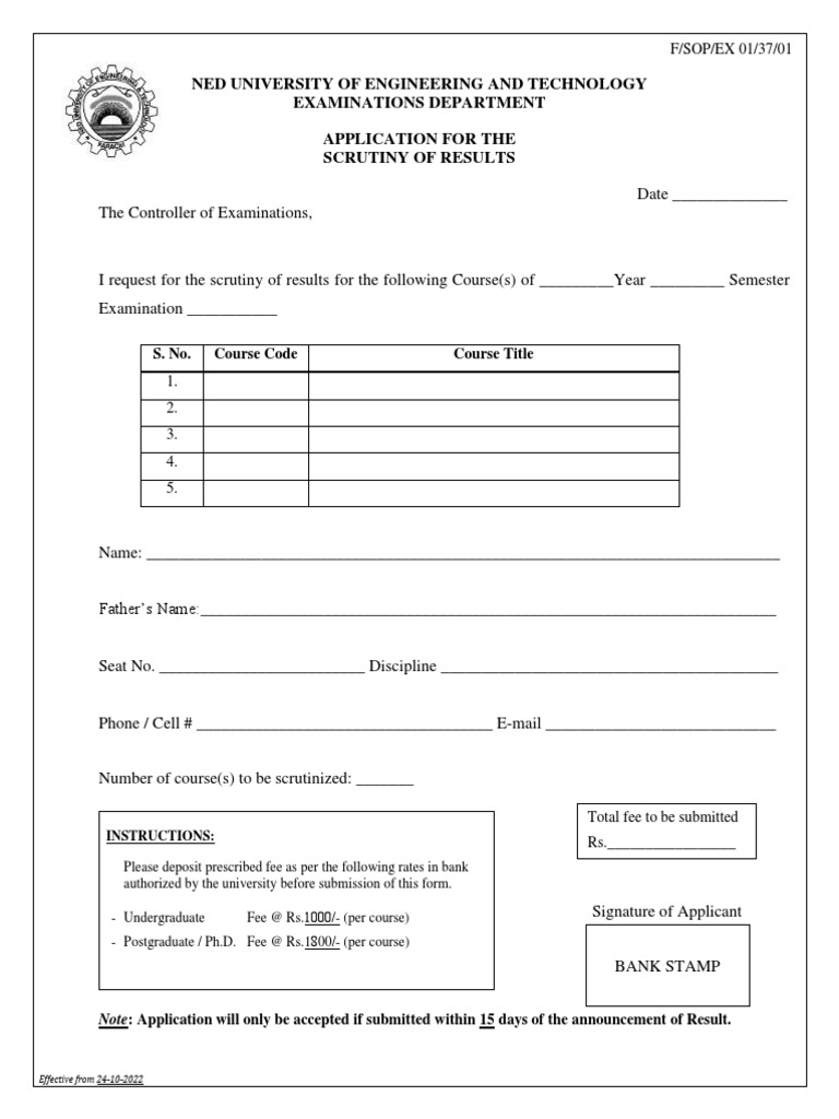 Scrutiny Application Form for Results | PDF | Business