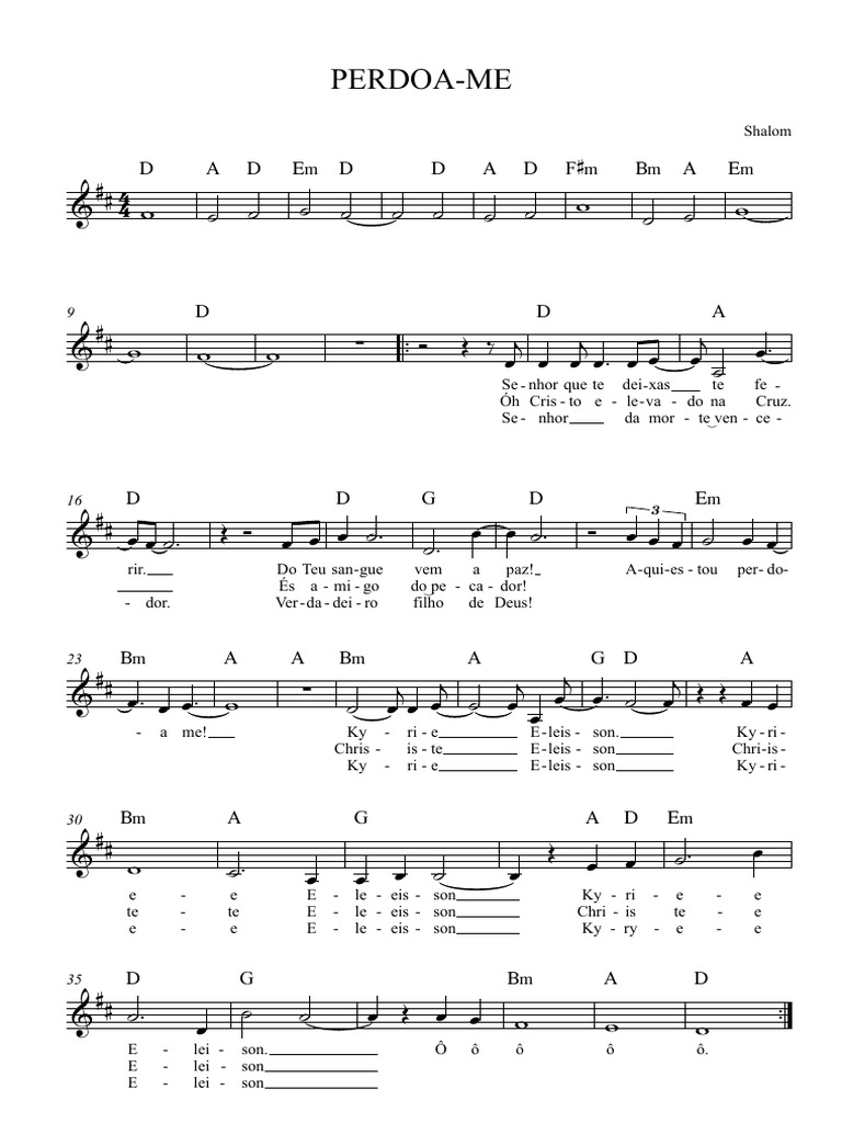 PERDOA-ME - Partitura Completa (D) | PDF