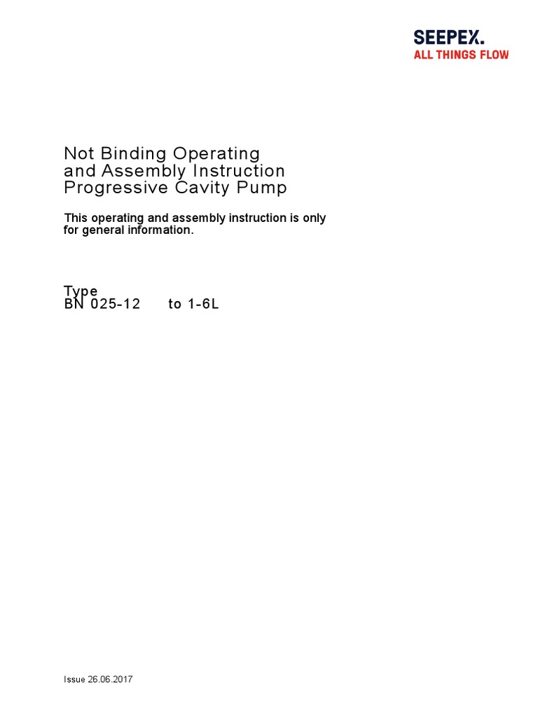 Seepex BN 025 12 Screw Pump 81013 | PDF | Pump | Safety