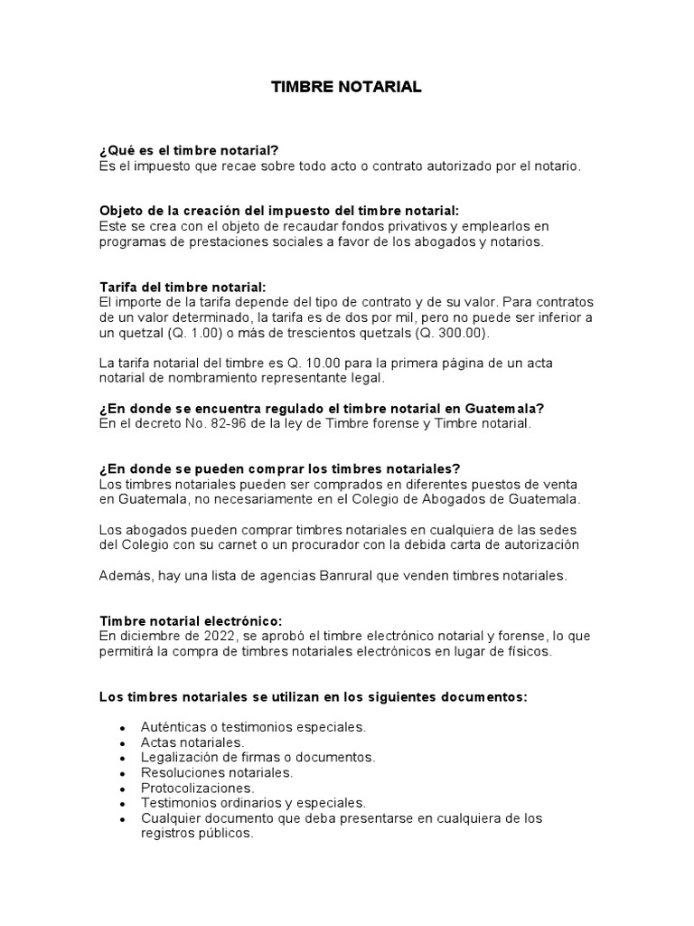 Timbre Notarial | PDF