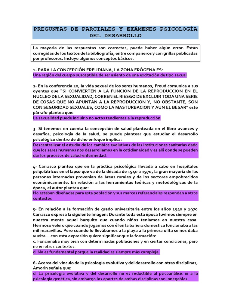 200 Preguntas y Respuestas - Psico Desarrollo PDF | PDF | Sicología | Pensamiento