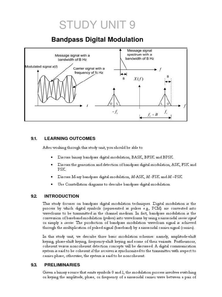ECM3701 Study Unit 9 | PDF | Modulation | Phase (Waves)