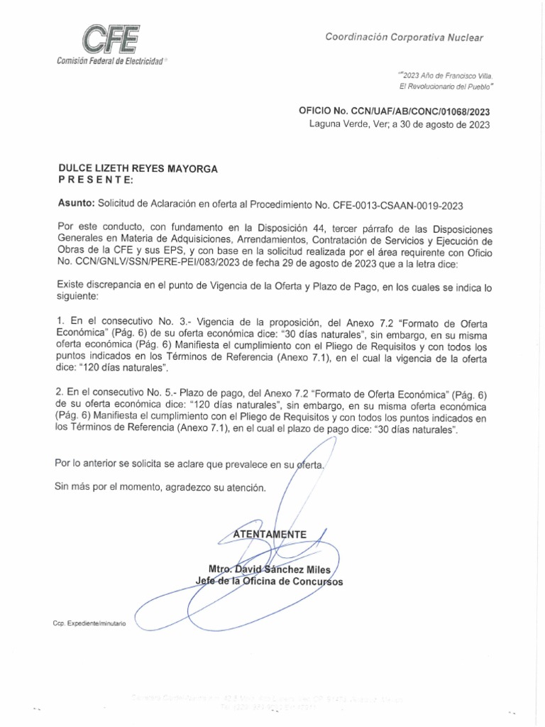 Solicitud de Aclaración | PDF