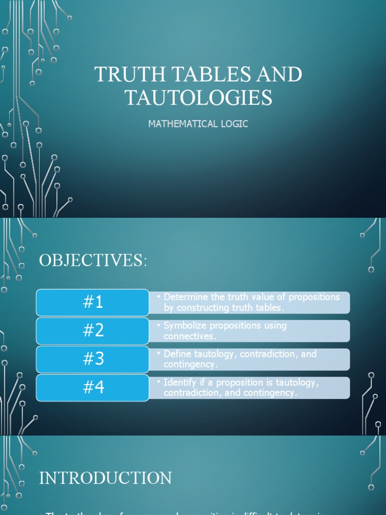 Logic Truth Tables Guide | PDF | Contradiction | Mathematics