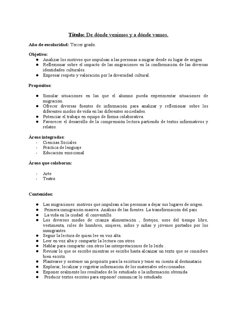 Actividades de Migración para Tercer Grado | PDF | Evaluación