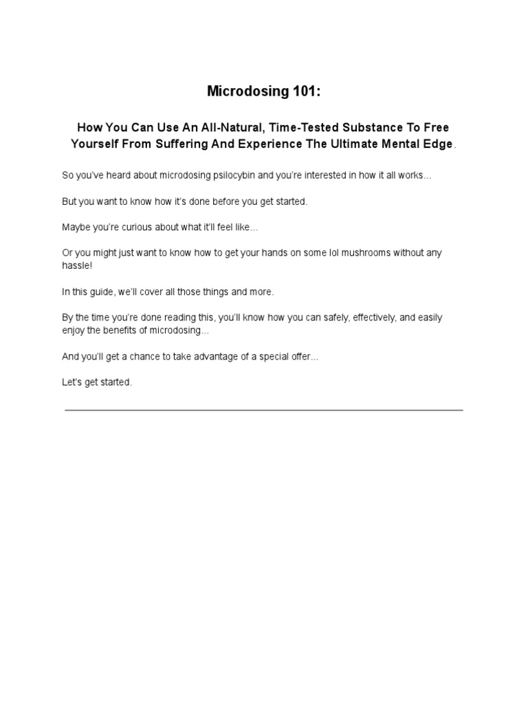 Micro - Dosing For Beginners | PDF | Psilocybin | Psychedelic Drugs