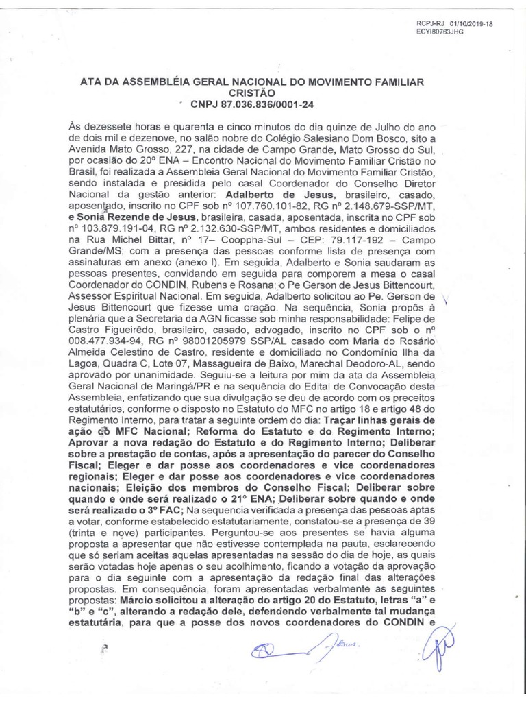 Ata Agn Assinada e Registrada | PDF