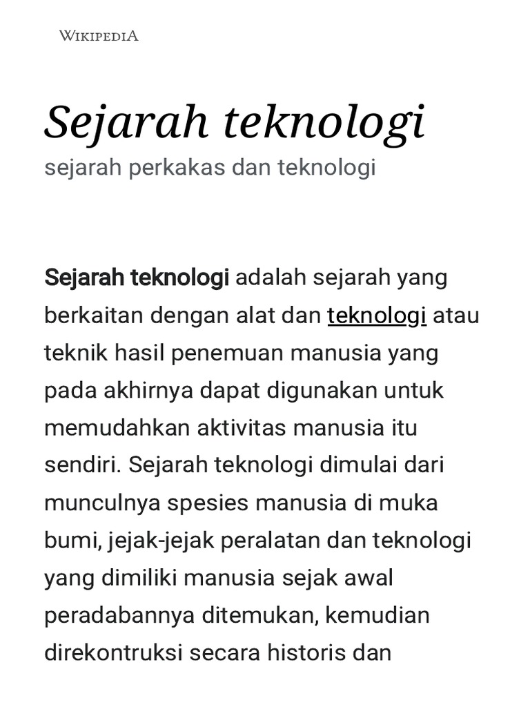 Sejarah teknologi - Wikipedia bahasa Indonesia, ensiklopedia bebas | PDF