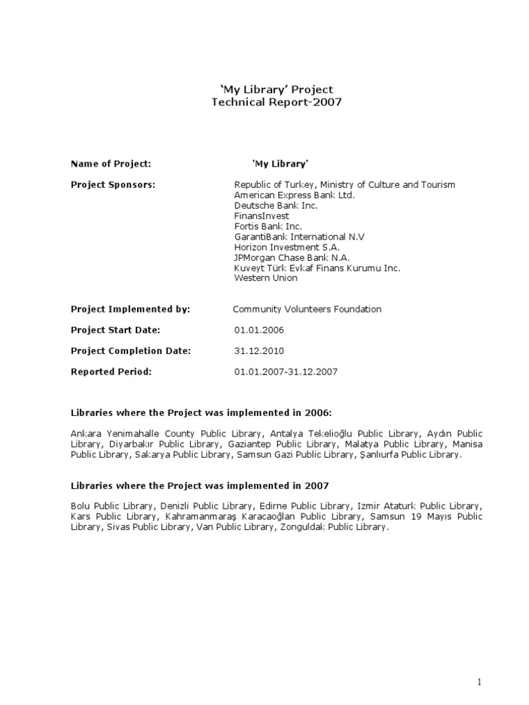 2007 'My Library' Project Report | PDF | Public Library | Libraries