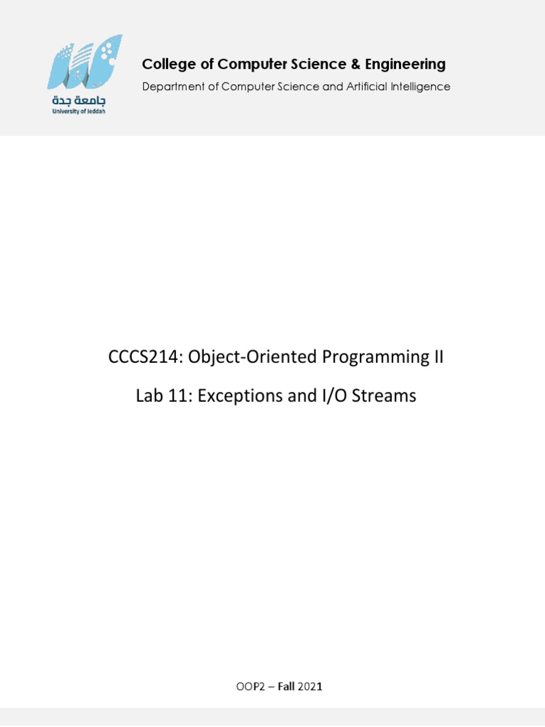 OOP2 - Lab 11 - Updated | PDF | Class (Computer Programming) | Programming
