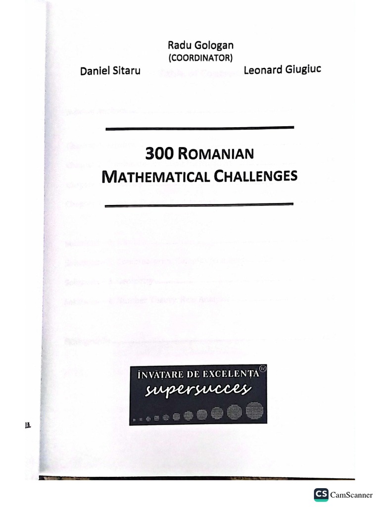 300 Romanian Mathematical Challenges | PDF