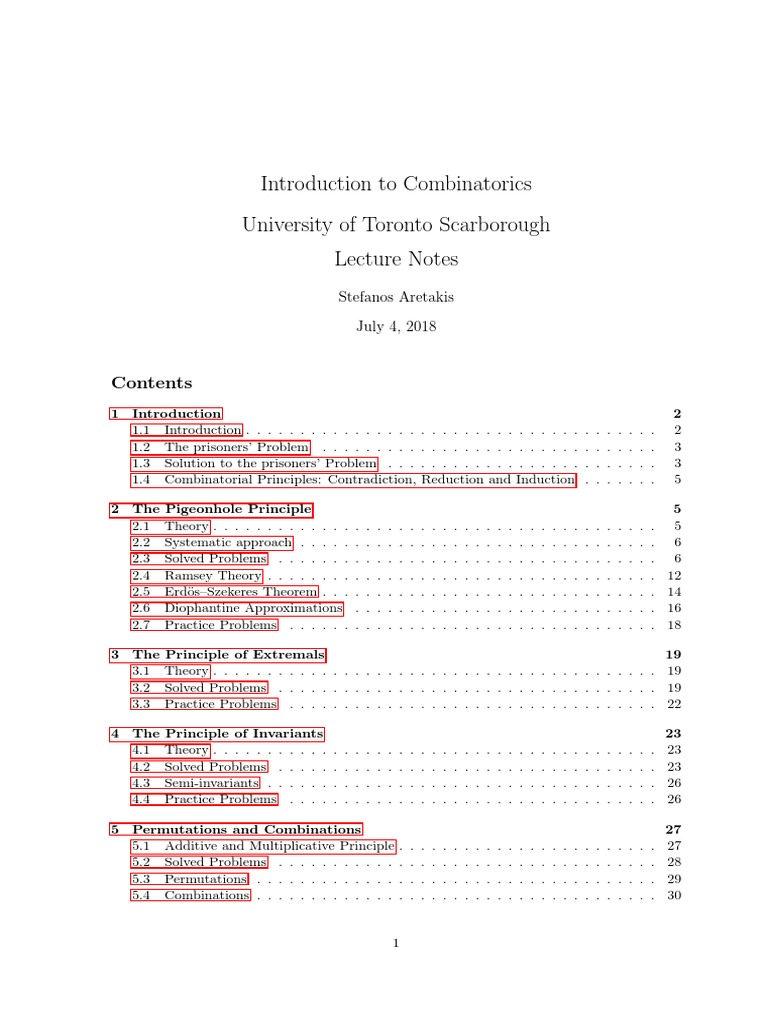 Combinatorics Aretakis | PDF | Discrete Mathematics | Mathematical Analysis