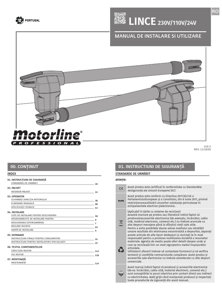 Manual de Utilizare Motor Automatizare Poarta Batanta Motorline LINCE ...