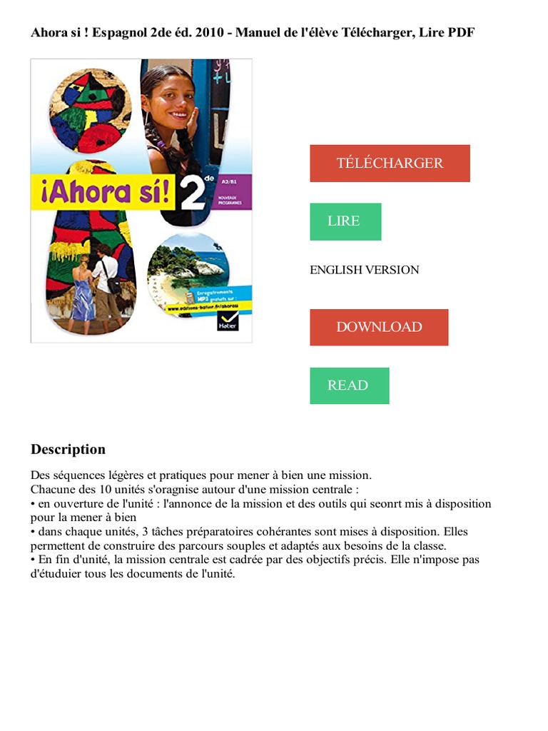 Ahora Si! Espagnol 2de Éd Manuel de L'élève Télécharger, Lire PDF | PDF