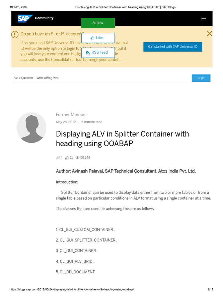 Displaying Alv In Splitter Container With Heading Using Ooabap Pdf
