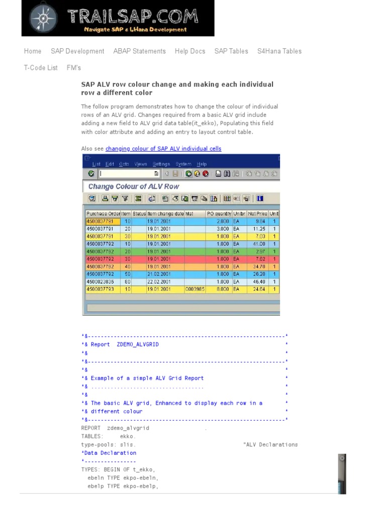 Changing SAP ALV Row Colour | PDF | Computer Architecture | Computing