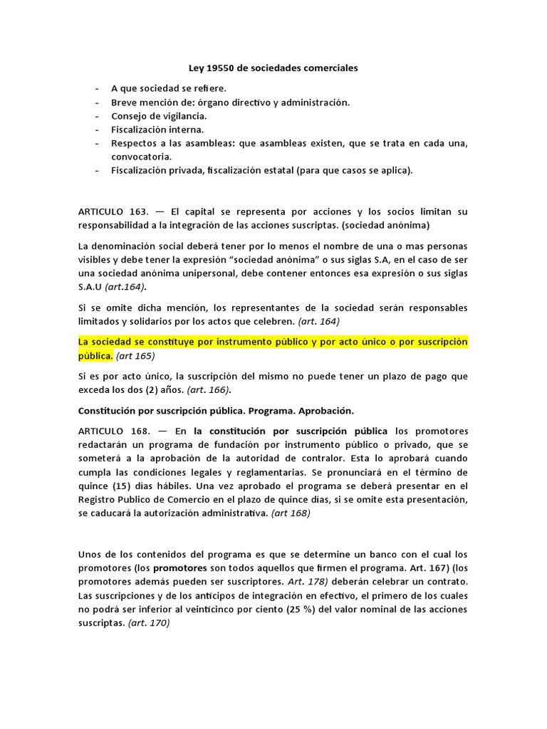 Ley 19550 de Sociedades Comerciales | PDF | Negocios