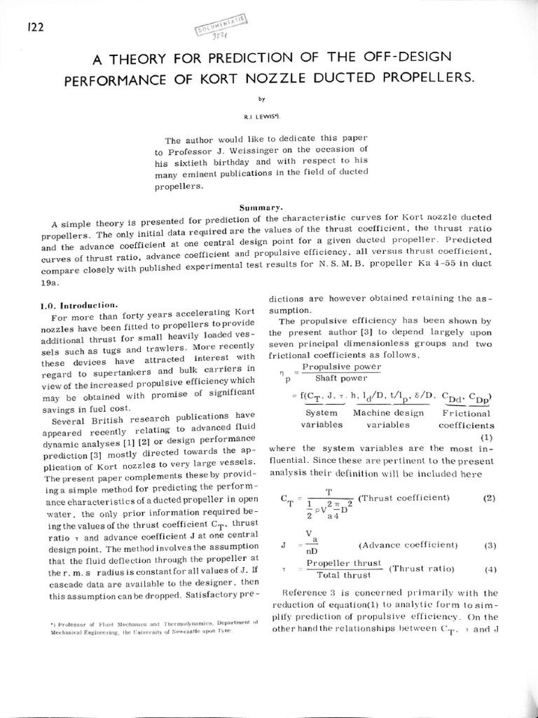 A Theory For Prediction of The Off-Design Performance of Kort Nozzle Ducted Propellers | PDF ...