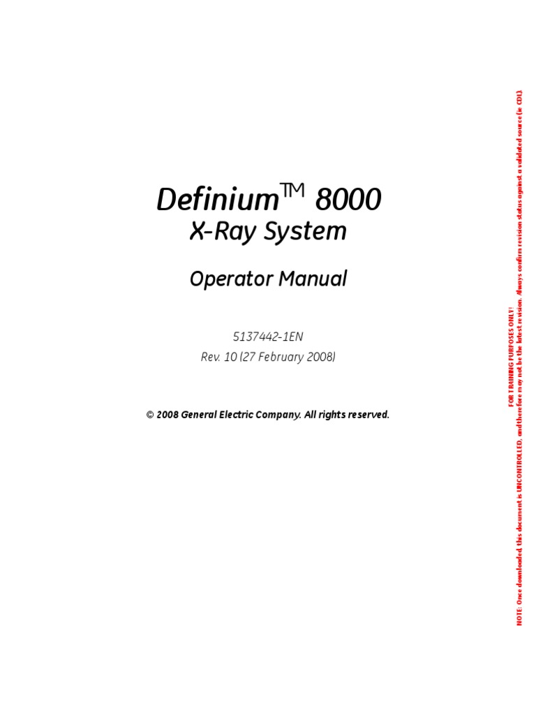GE Definium 8000 Operator Manual | PDF | Medical Device | International ...