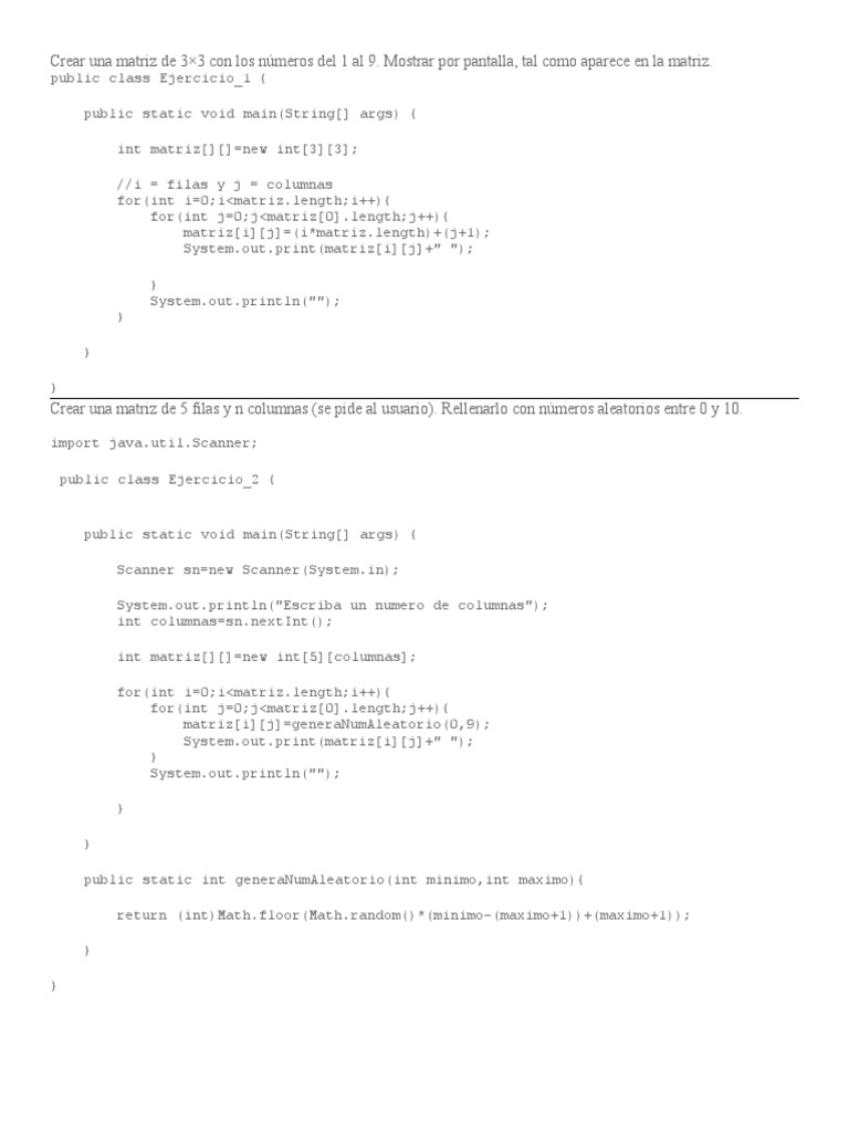 Matrices java | PDF | Cibernética | Álgebra