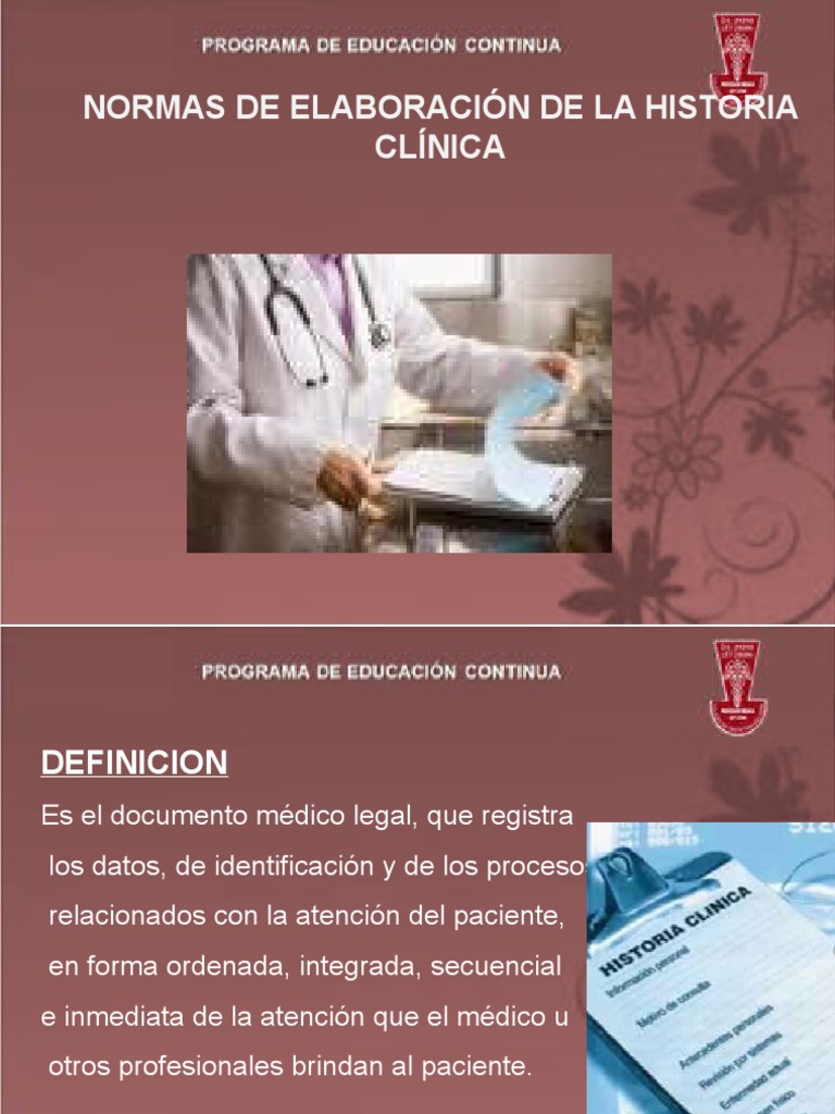 Normas para la Historia Clínica | PDF | Historial médico | Programas ...