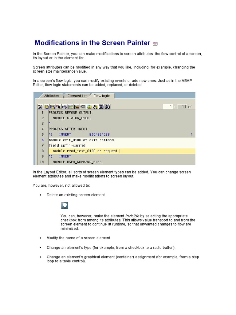 Screen Painter Modifications Guide | PDF | Computing | Computer Programming