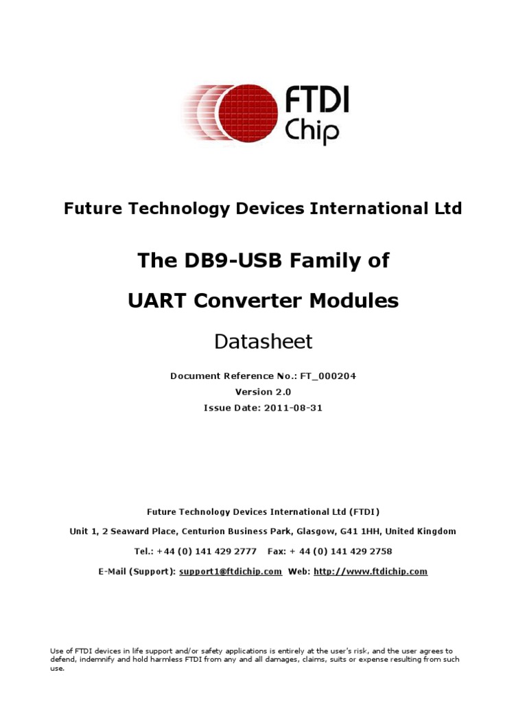 The DB9-USB Family of UART Converter Modules: Datasheet | PDF | Usb | Electromagnetic Interference