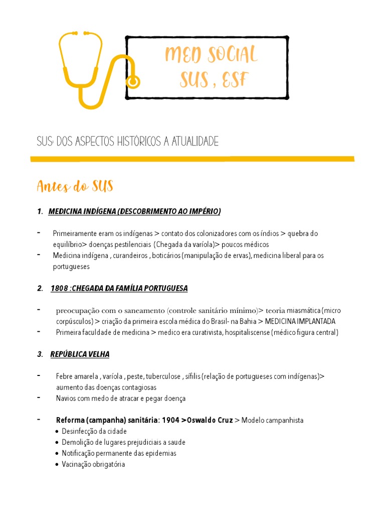 Med Social - Sus, Esf | PDF | Enfermagem | Saúde pública