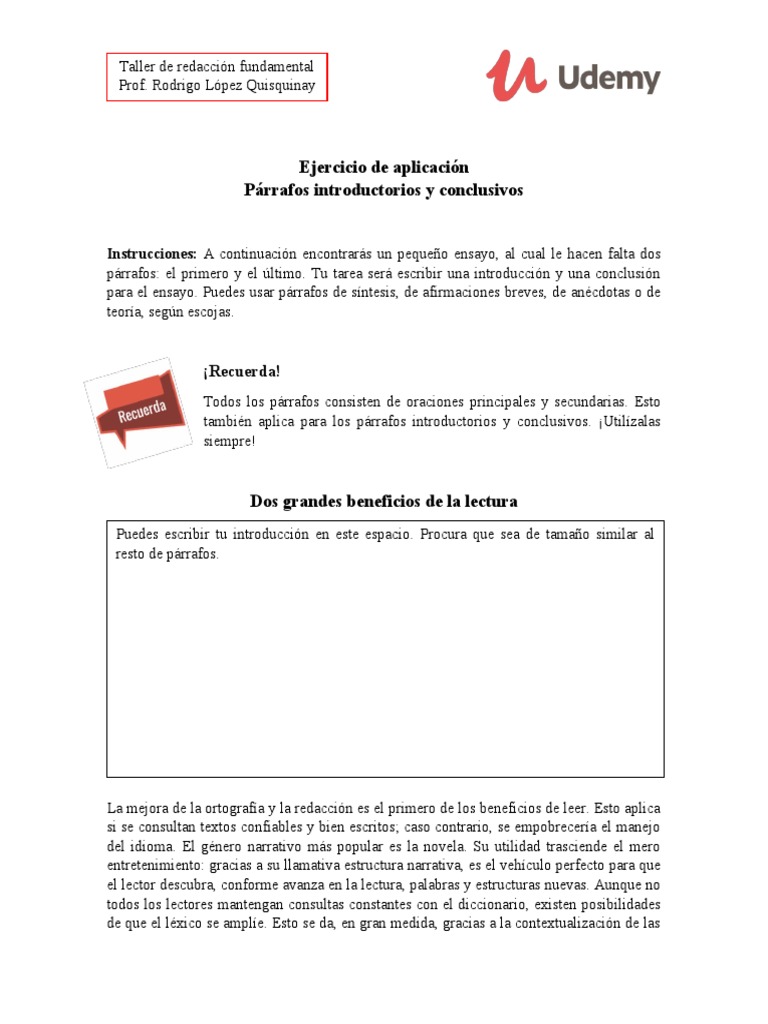 (LEC +8-9) +ejercicio+de+introducción+y+conclusión | PDF | Ensayos | Diccionario