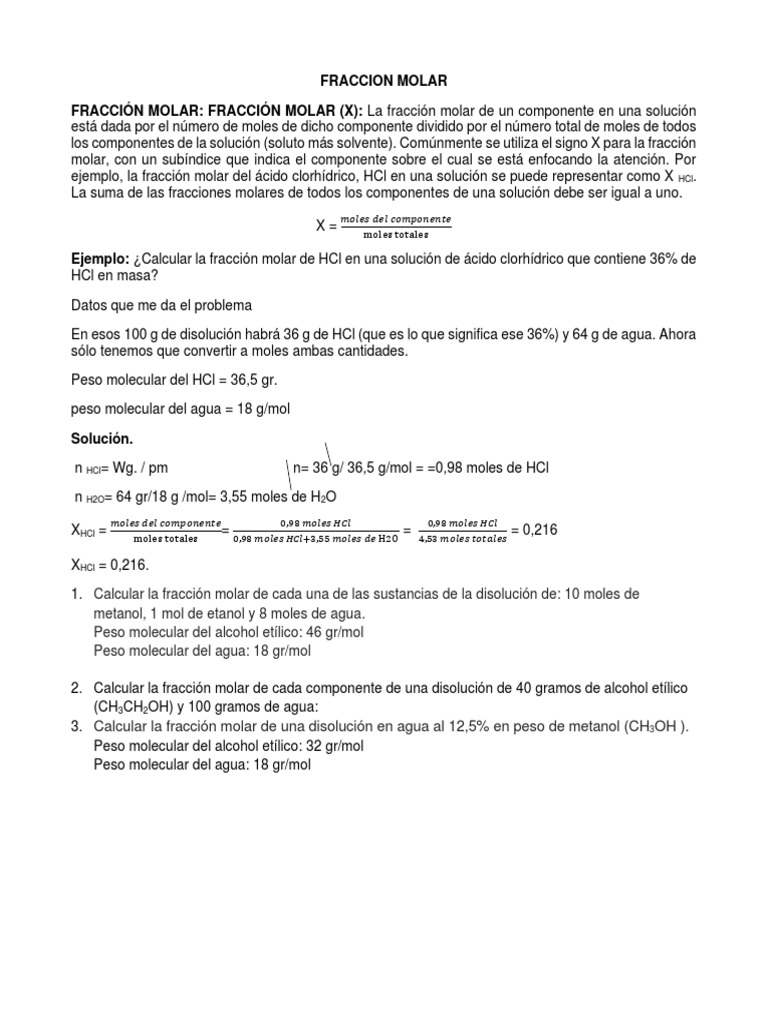 Fraccion Molar | PDF