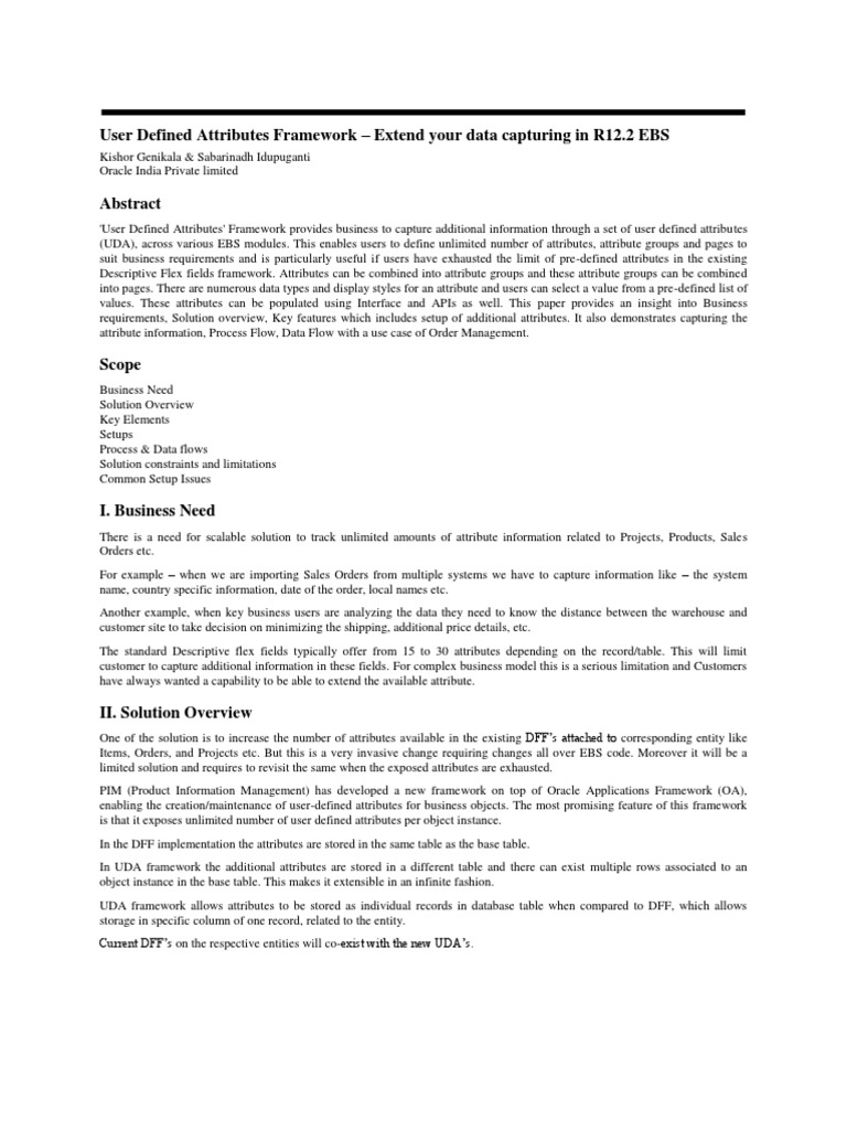 User Defined Attributes Framework WP | PDF | Databases | Object ...