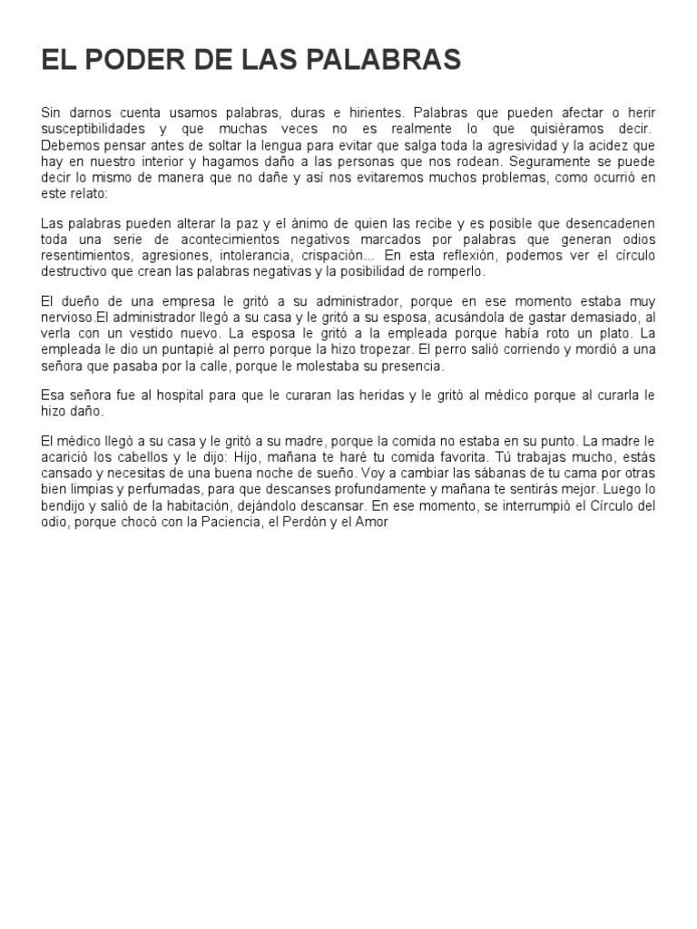 El Poder de Las Palabras | PDF