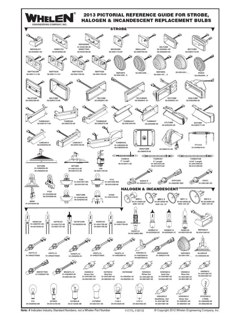 Whelen Bulb Chart | PDF | Equipment | Electromagnetic Radiation