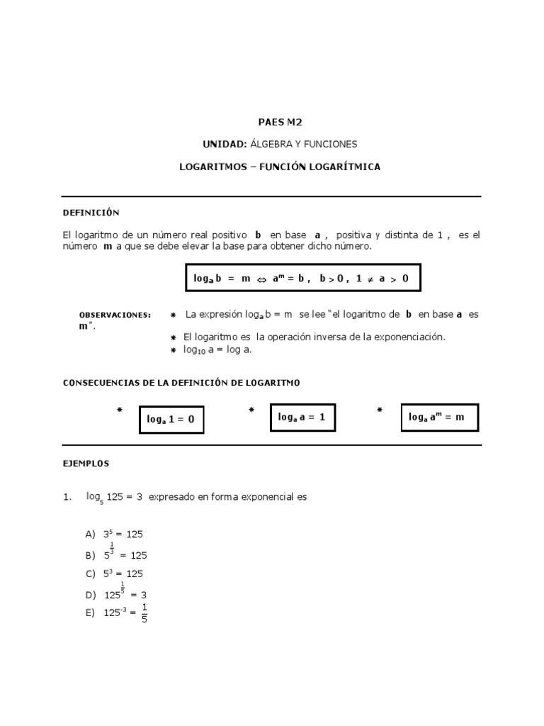Paes M2 Log y Flog | PDF | Logaritmo | Análisis complejo