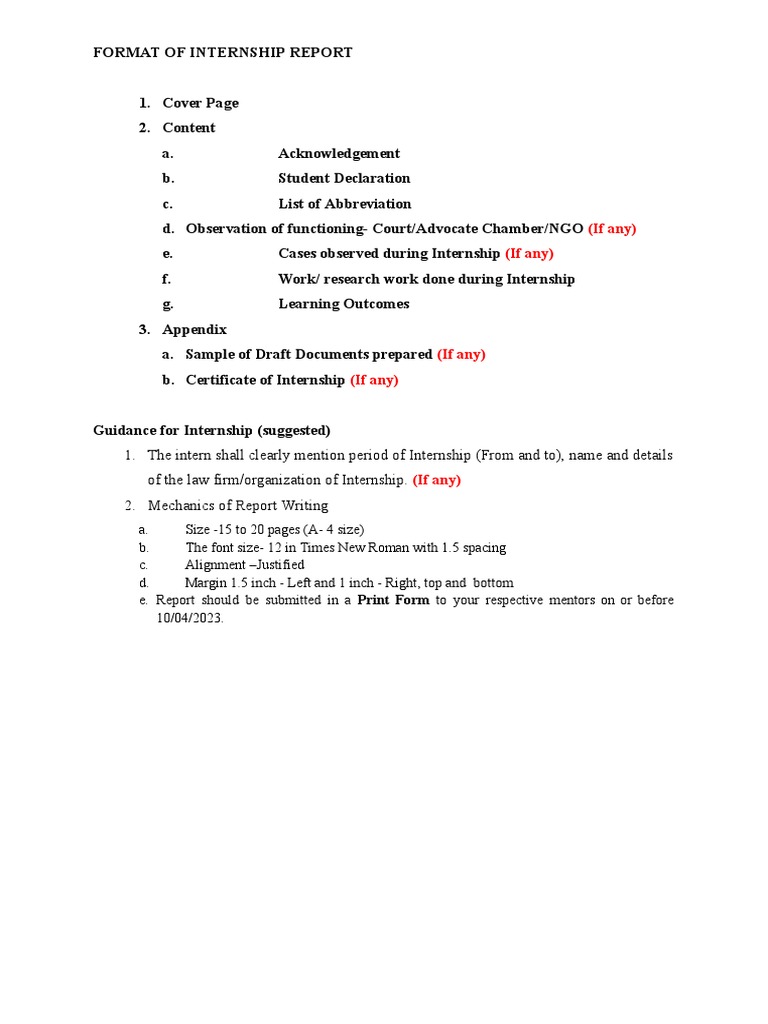 Internship Report - Format | PDF