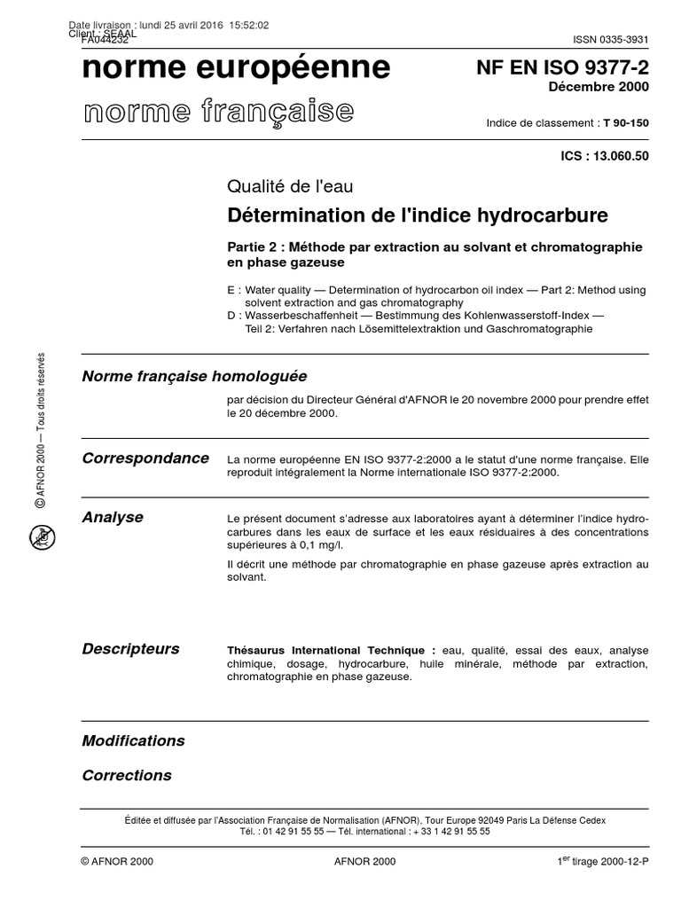 Détermination de L'indice Hydrocarbure Partie 2 Méthode Par Extraction ...