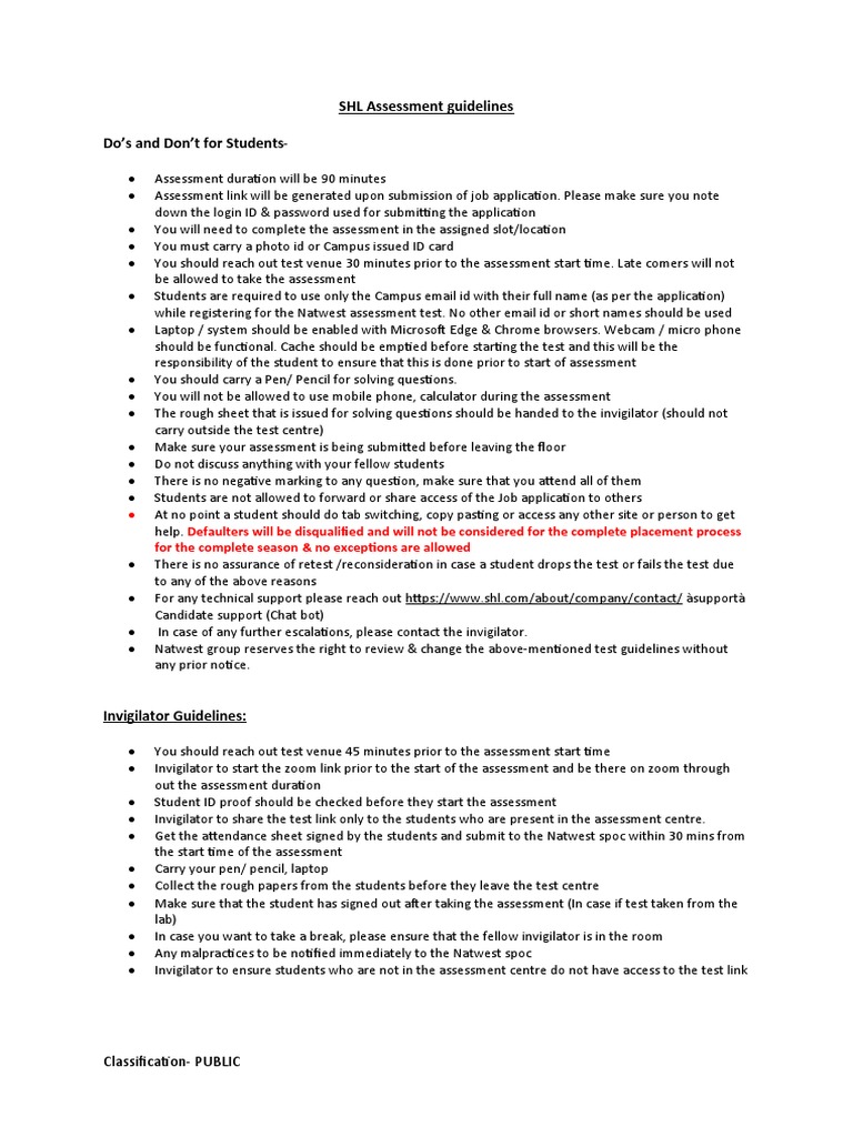 Natwest SHL Assessment Guidelines | PDF | Computing | Software