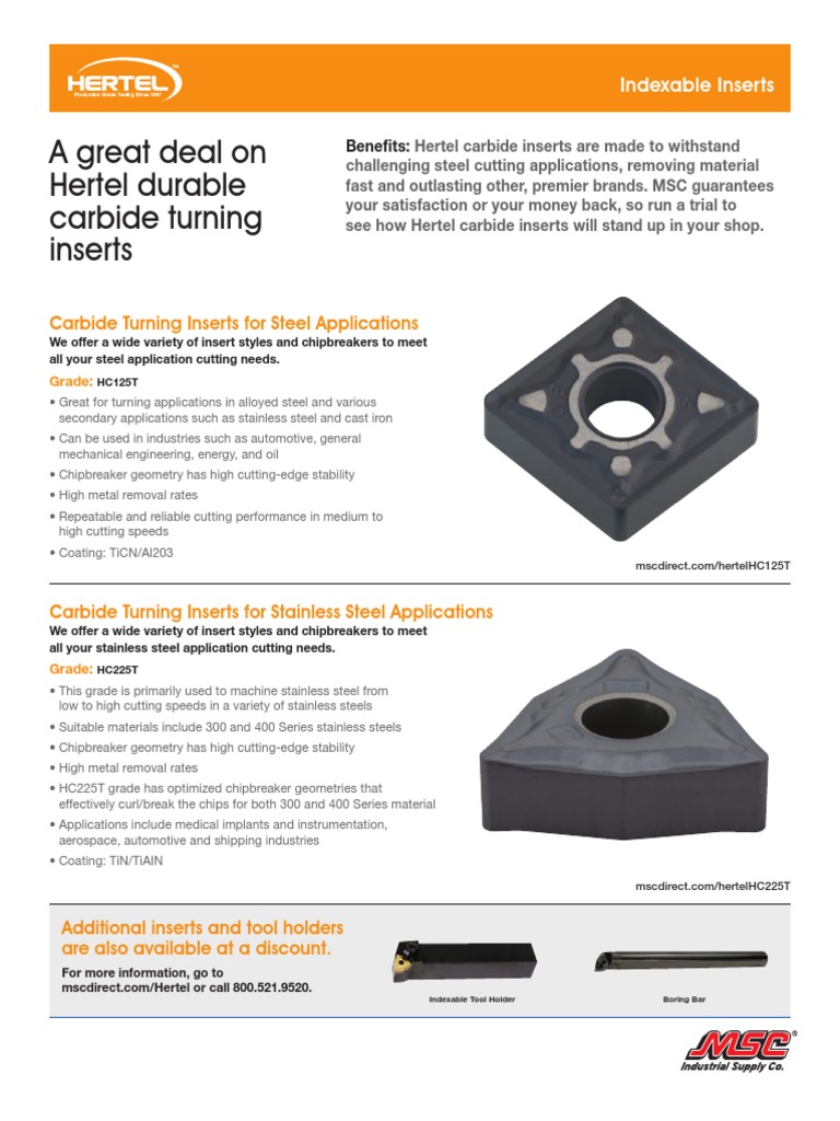 Hertel Indexable Inserts | PDF | Steel | Stainless Steel