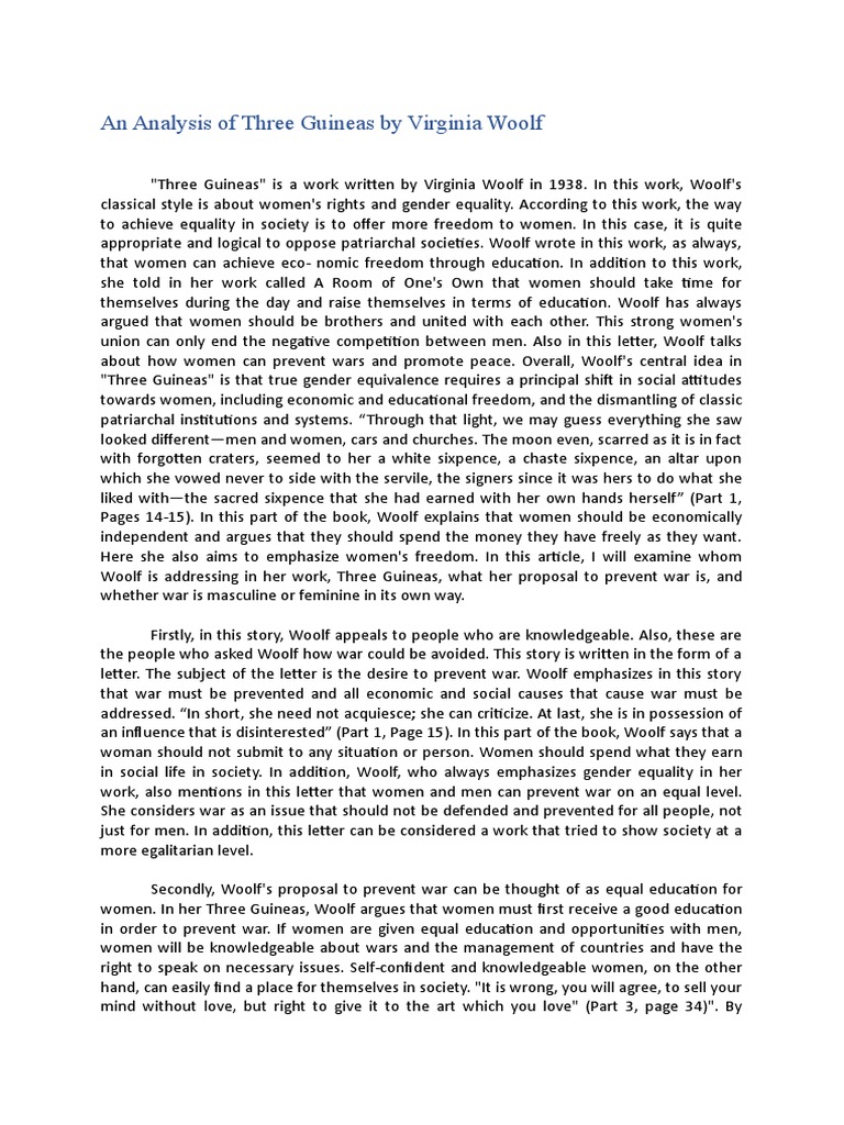 Analyzing Woolf's Three Guineas | PDF | Virginia Woolf