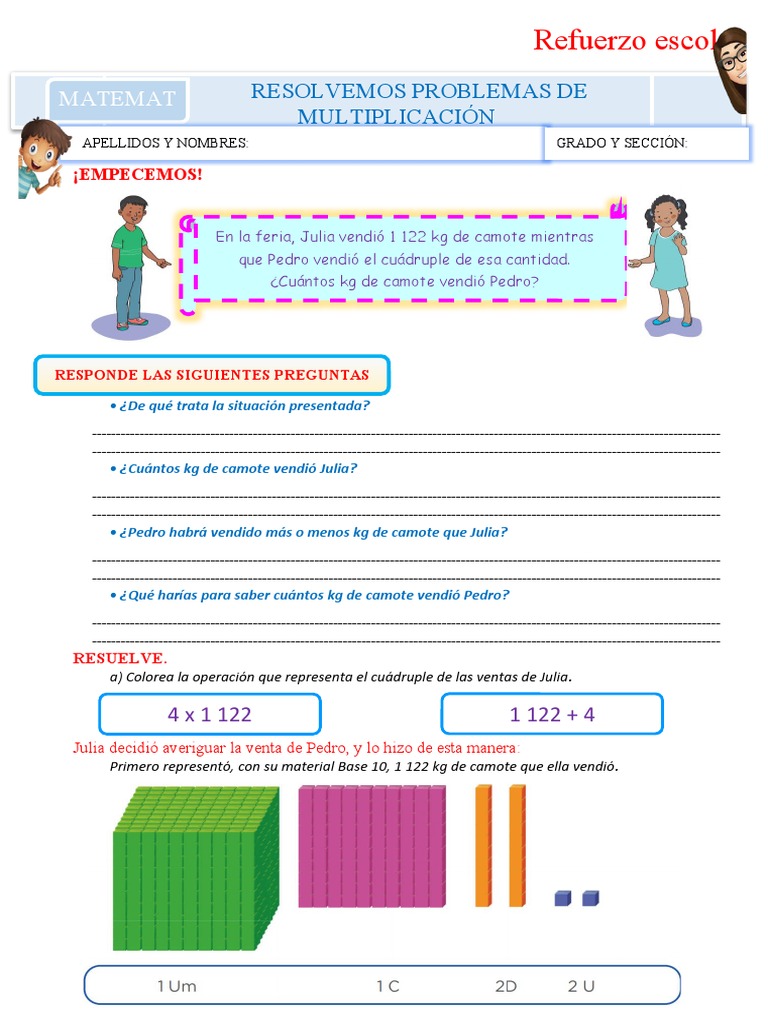 Ficha Mat. Resolvemos Problemas de Multiplicación | PDF | Multiplicación | Matemáticas