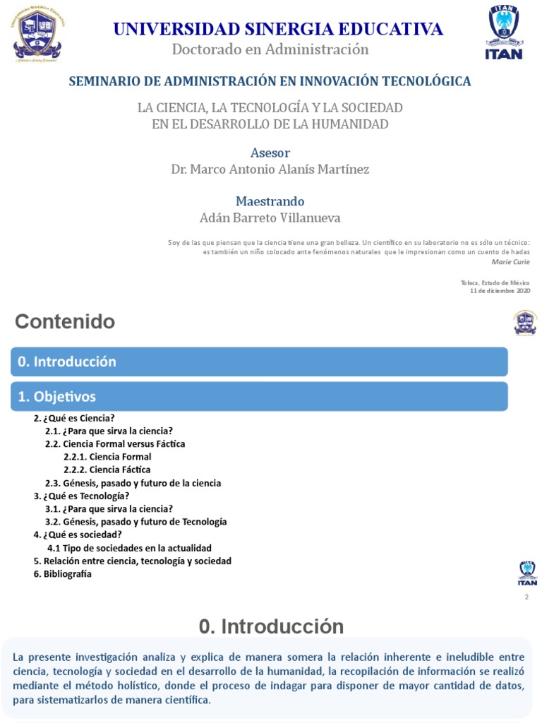 La Ciencia, La Tecnología y La Sociedad en El Desarrollo de La ...