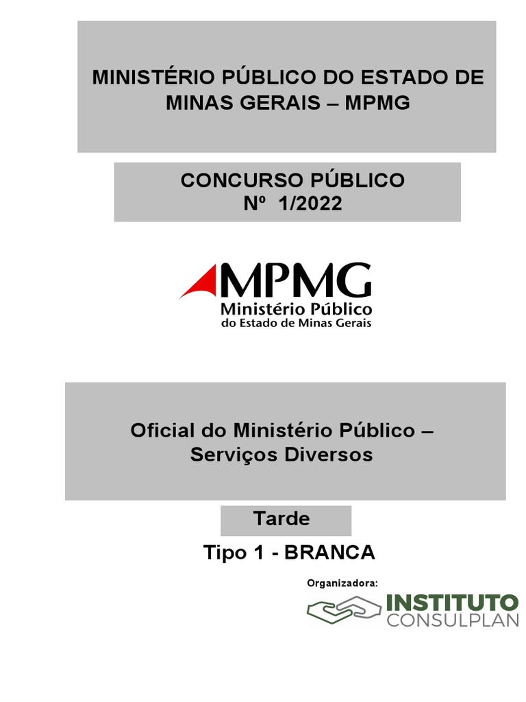 Concurso MPMG: Oficial Serviços Diversos | PDF