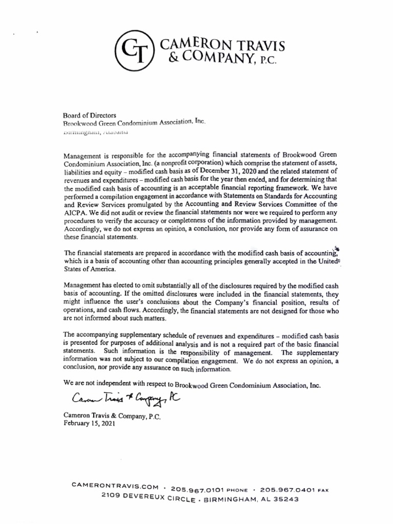 Letter From Accounting Firm | PDF | Financial Statement | Accounting