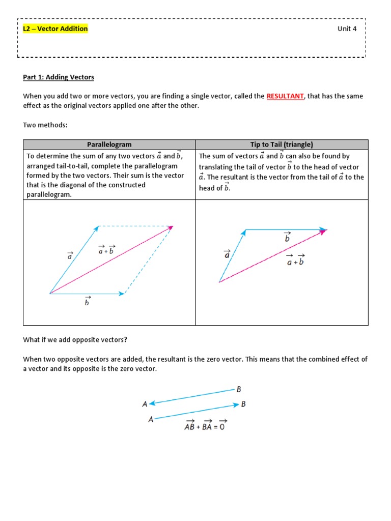 L2 Vector Addition | PDF | Triangle | Mathematics