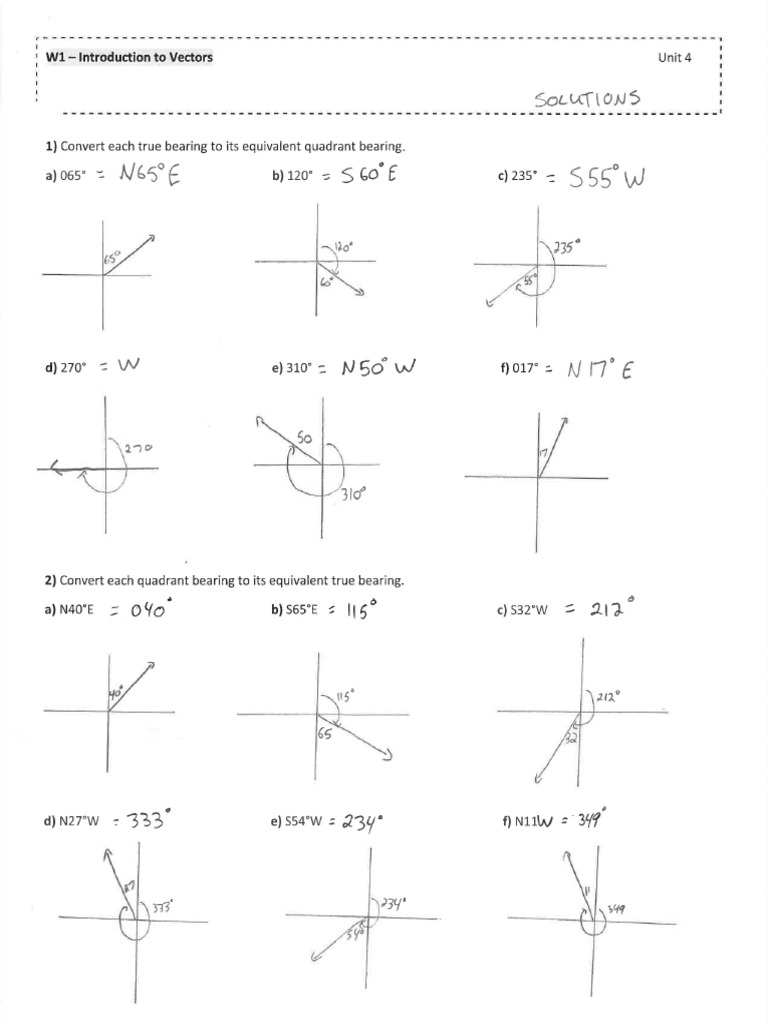 W1 Sols Intro To Vectors | PDF