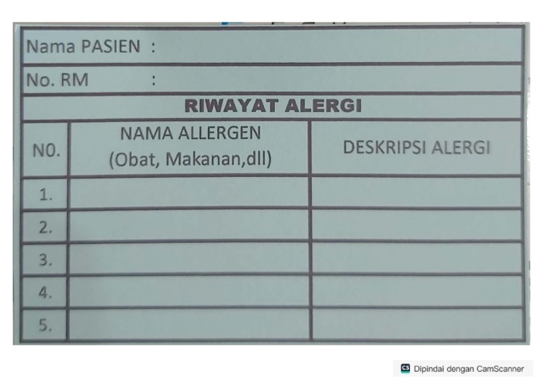 3.8.1.a.form Kertas Alergi HELVETIA (GAMBAR) | PDF