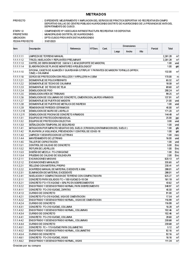 METRADOS | PDF | Hormigón | Arquitectura