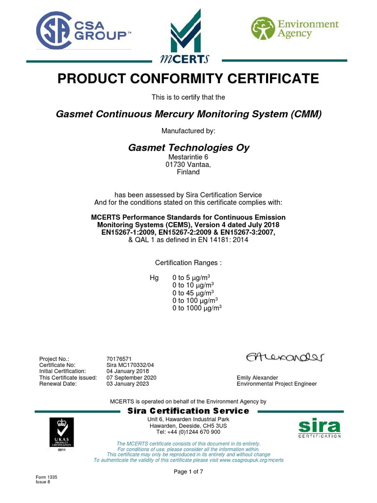 Gasmet CMM System MCERTS Certification | PDF | Fossil Fuel Power ...