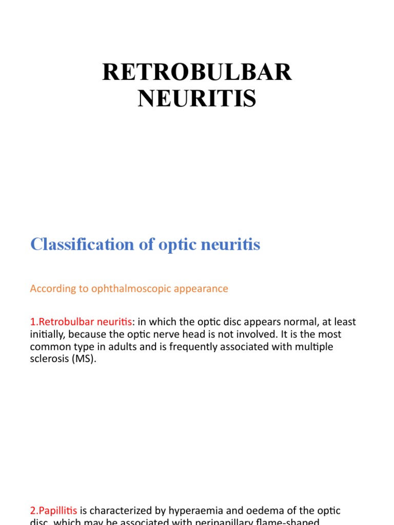 Understanding Retrobulbar Neuritis | PDF | Multiple Sclerosis | Medicine